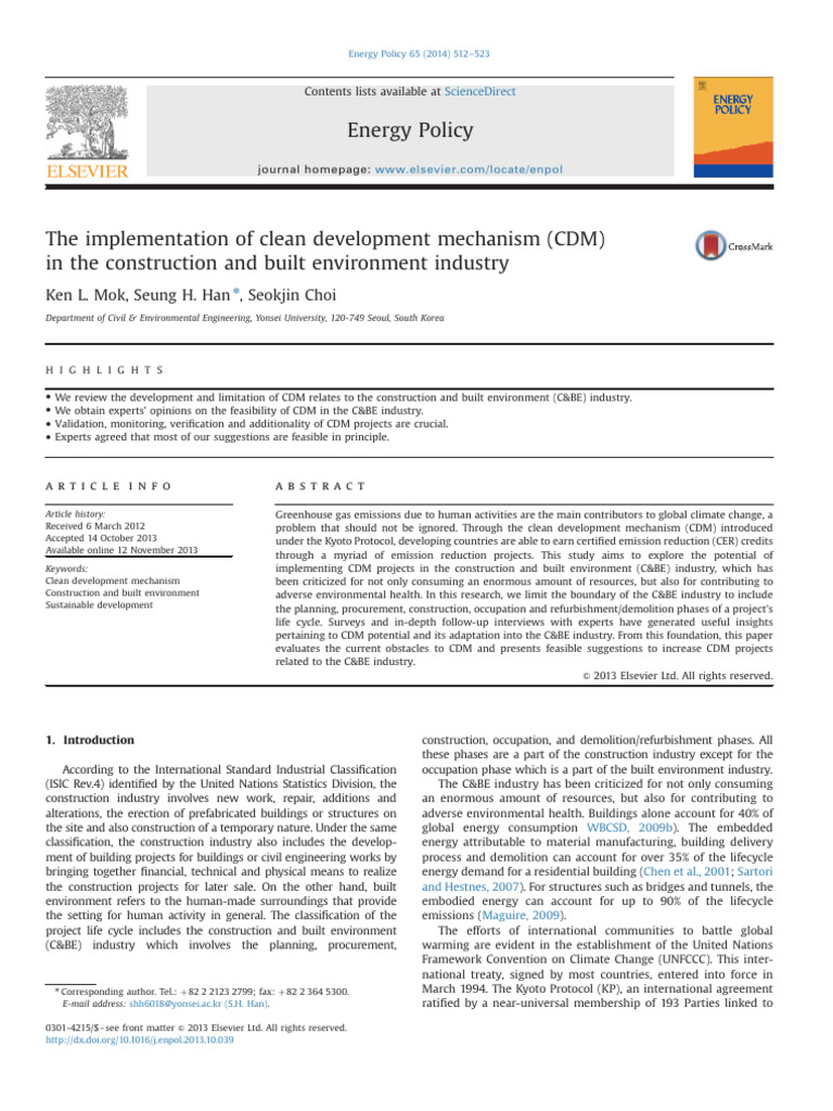 The Implementation of CDM in The Constr. Industry - MOK Energy Policy ...