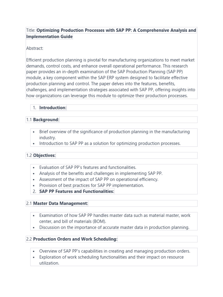 Optimize Production with SAP PP Guide | PDF | Change Management ...