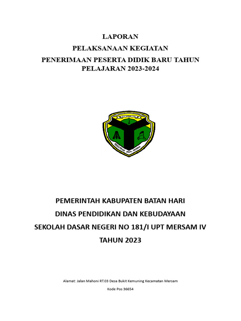 LAPORAN PPDB SD 181 Thn.2023 | PDF