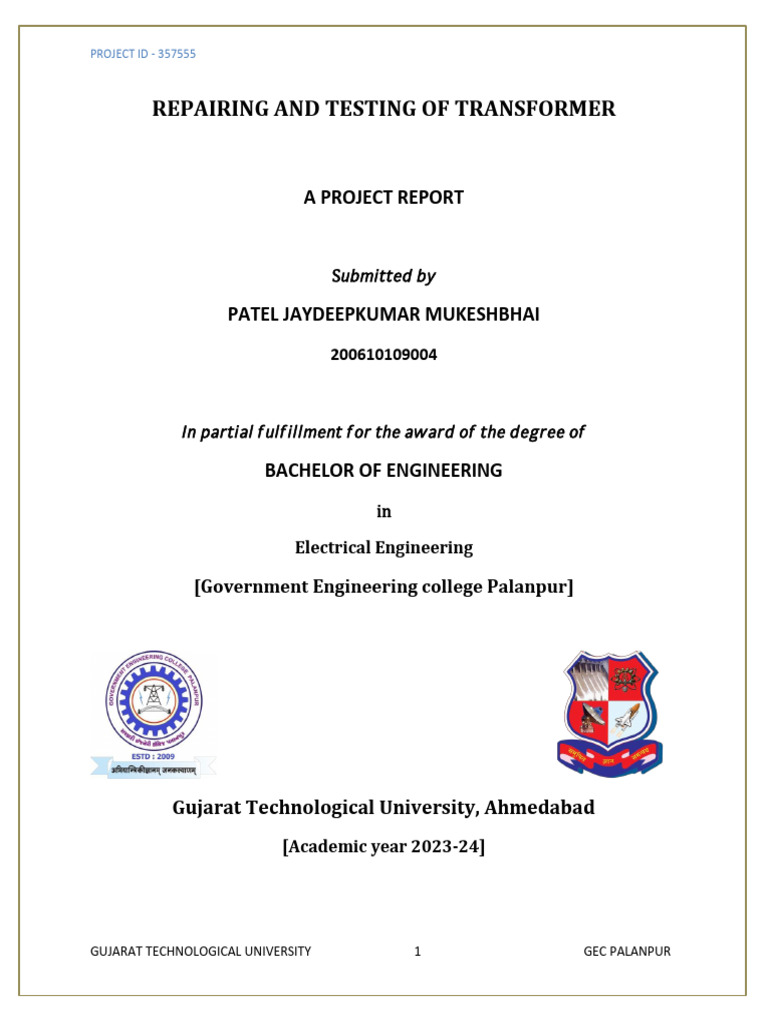 Jaydeep Report | PDF | Electromagnetic Induction | Transformer