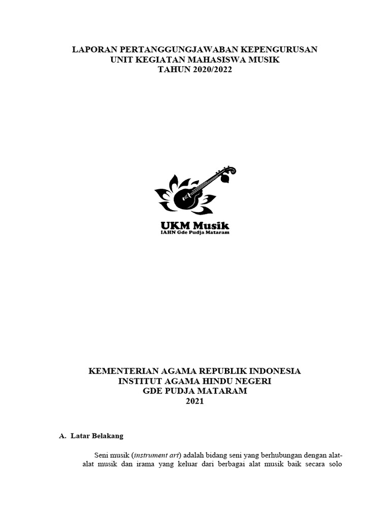 Laporan Pertanggungjawaban UKM Musik | PDF