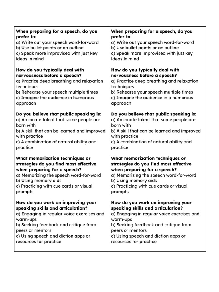 Speech questions | PDF | Public Speaking | Speech