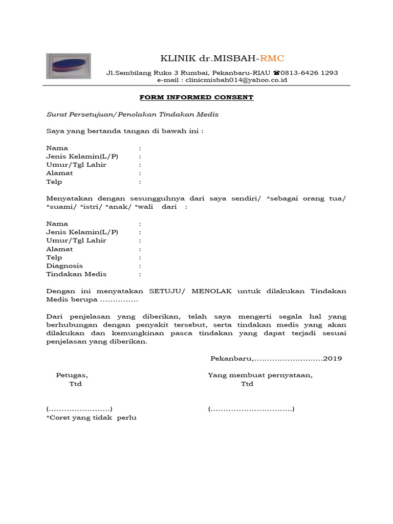 Formulir Persetujuan Tindakan Medis | PDF | Pengembangan Diri | Sains & Matematika