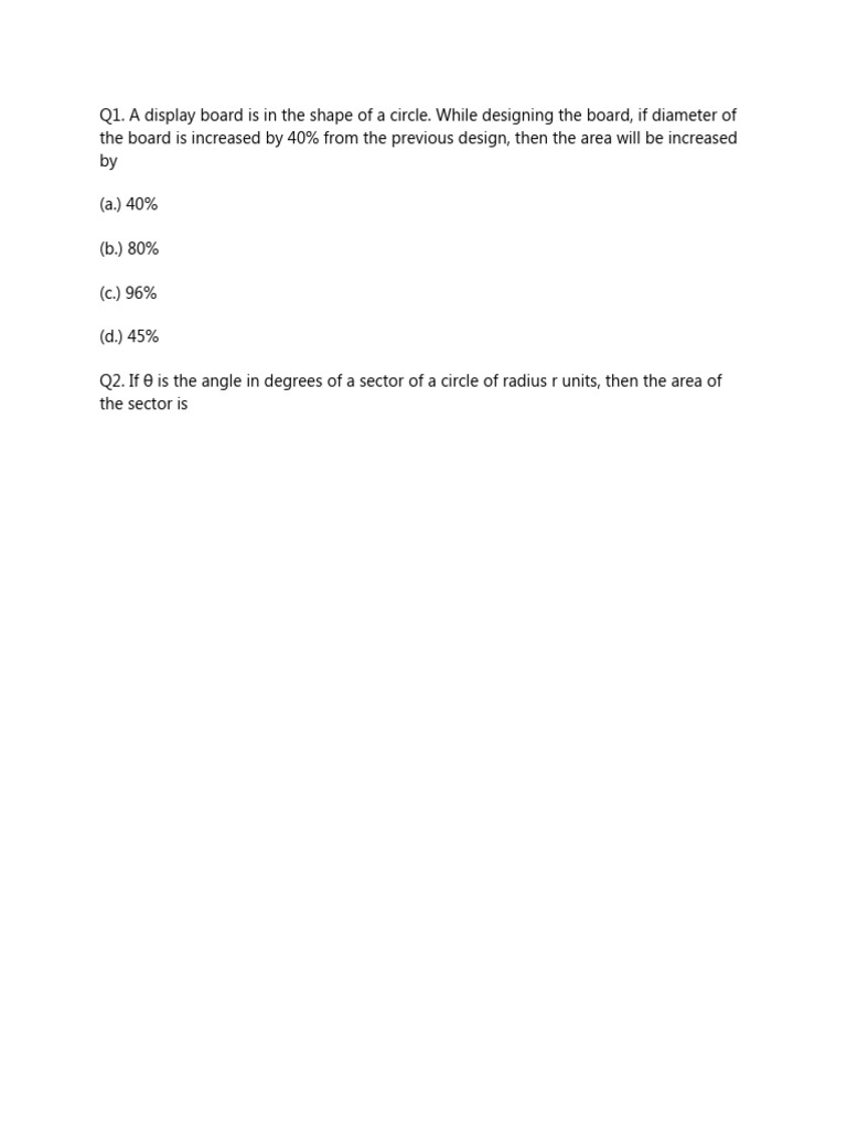 Chapter 12 Circles Questions | PDF | Area | Circle