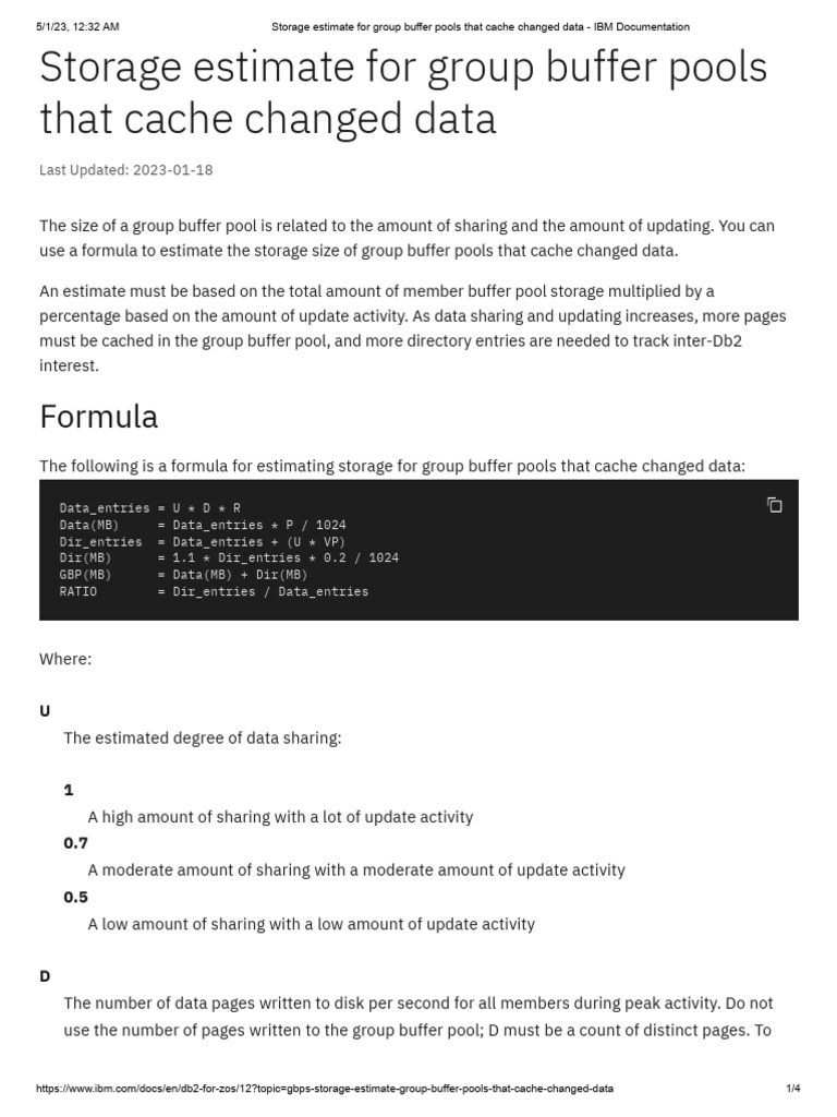 Storage Estimate For Group Buffer Pools That Cache Changed Data - IBM Documentation | PDF ...