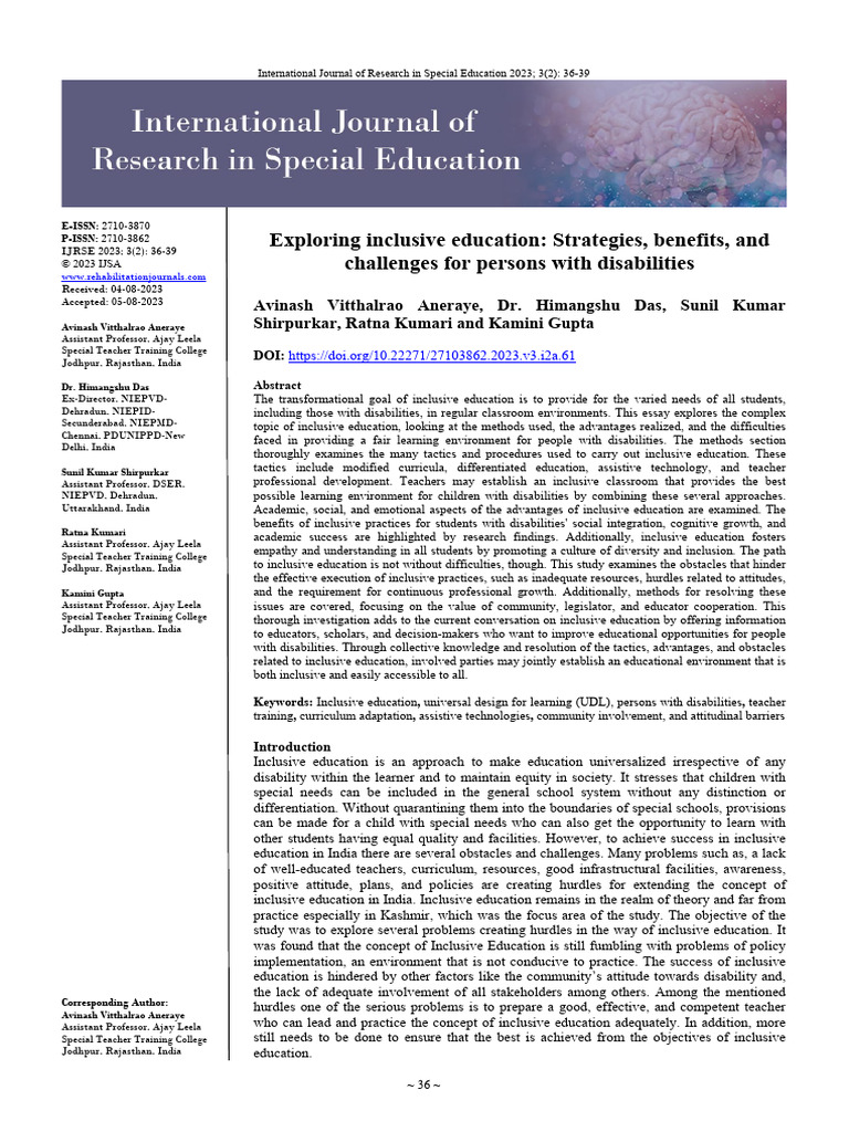 Exploring Inclusive Education Strategies, Benefits, and Challenges For ...