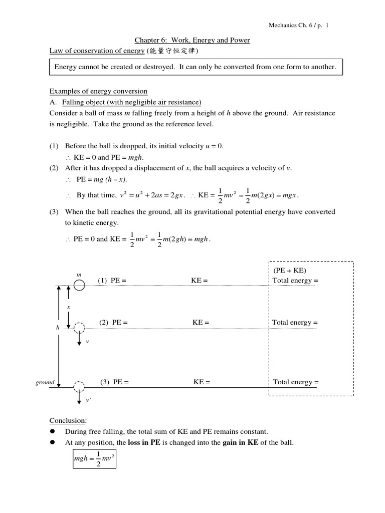 Book 2 CH 6 Work Energy and Power Part 1 | PDF | Mass | Newton's Laws ...