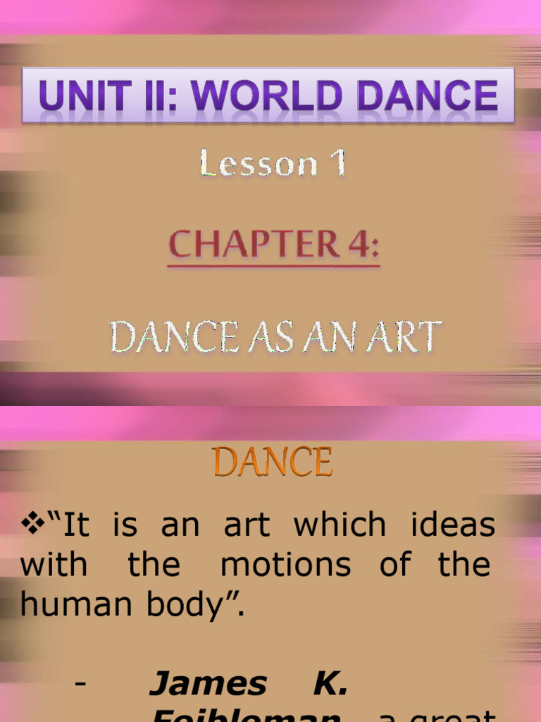 Lesson 1 Dance Is An Art | PDF | Dances | Choreography