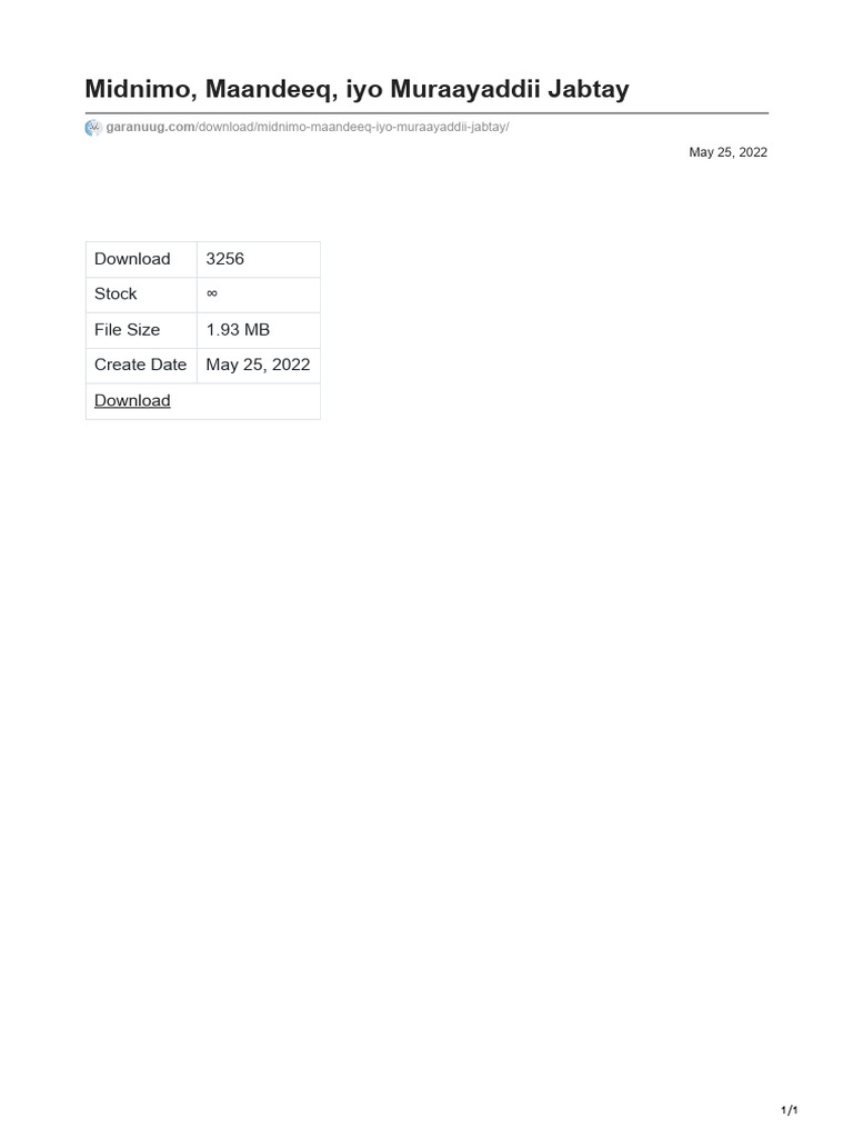 Midnimo Maandeeq Iyo Muraayaddii Jabtay | PDF