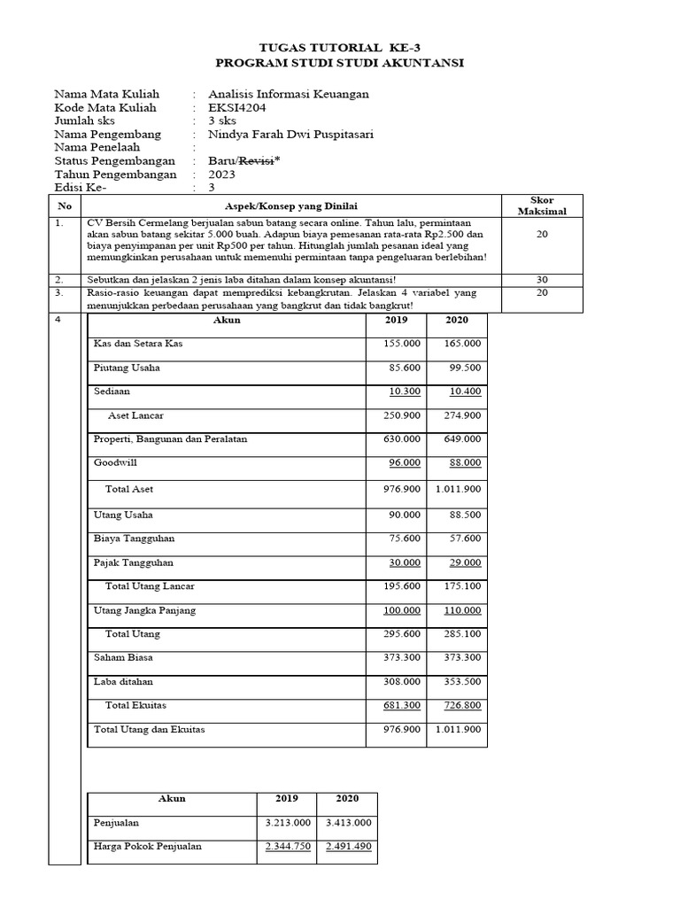 Tugas III (TIARA ENDAH SARI NIM 048724879) | PDF