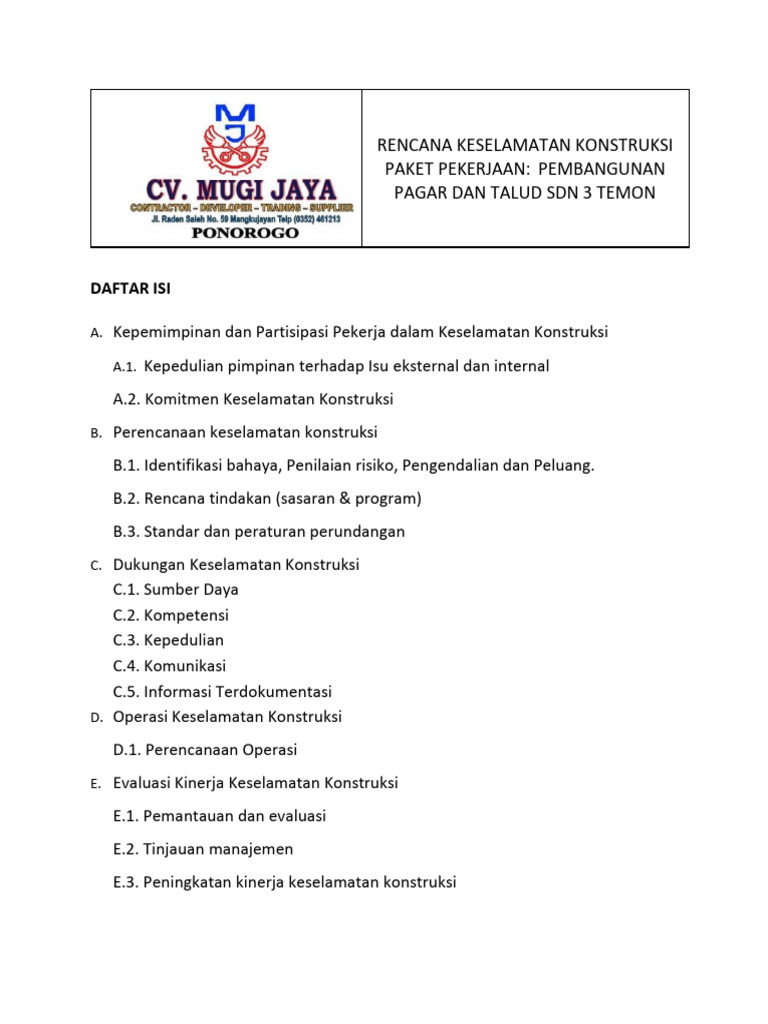 Contoh RK3 Pekerjaan Konstruksi Fix | PDF