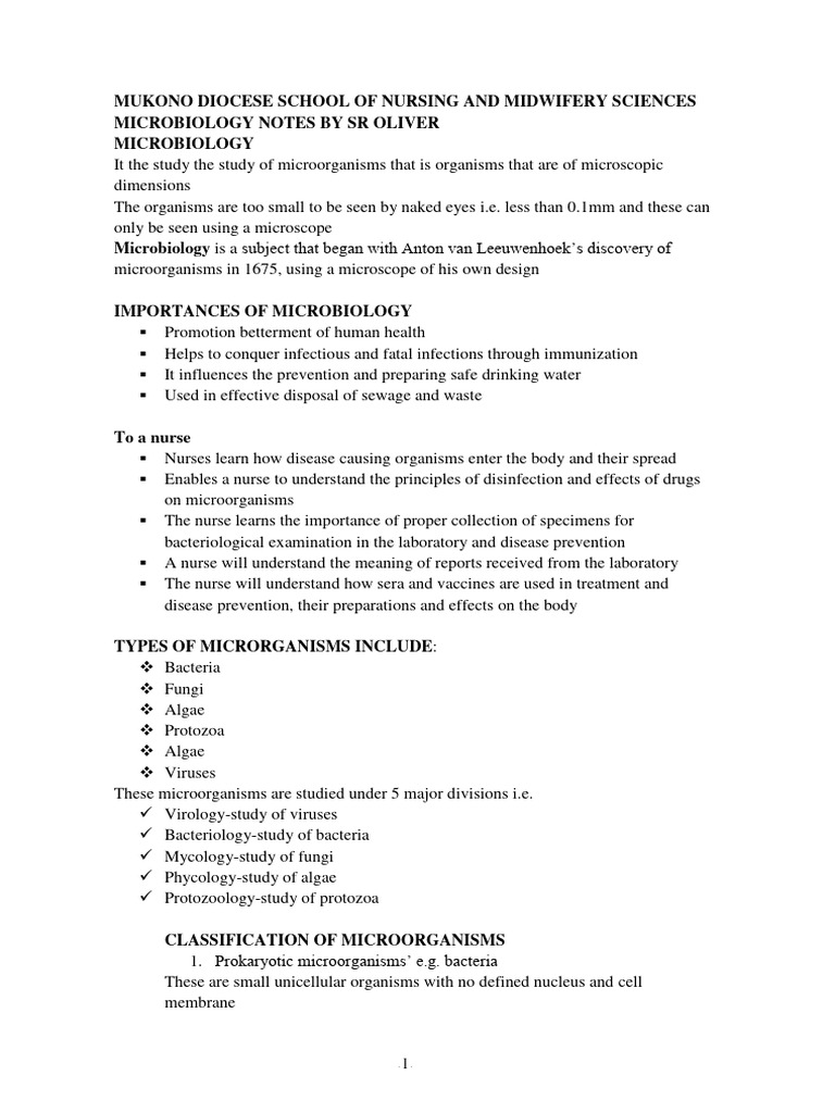 Microbiology Notes for Nursing Students | PDF | Virus | Immune System