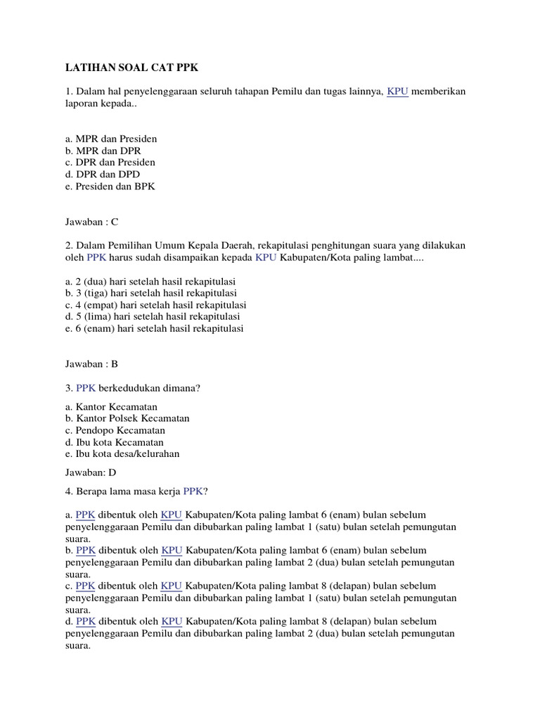 Latihan Soal Cat PPK | PDF