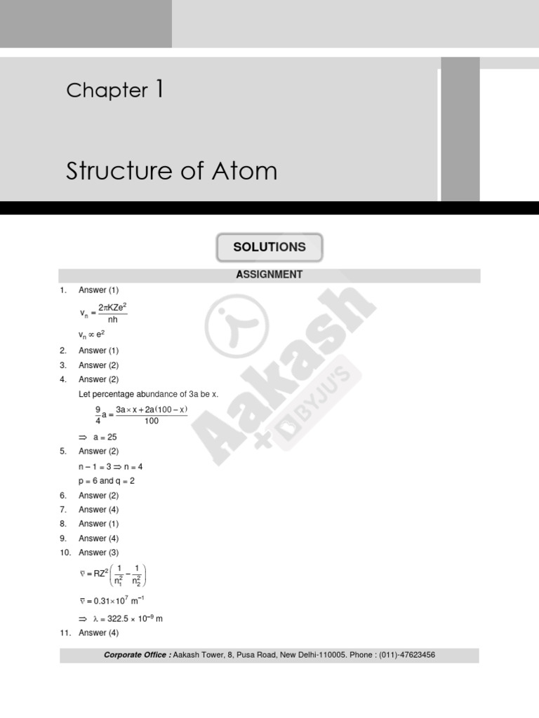 Structure of Atom - SOL | PDF | Ionization | Theoretical Physics