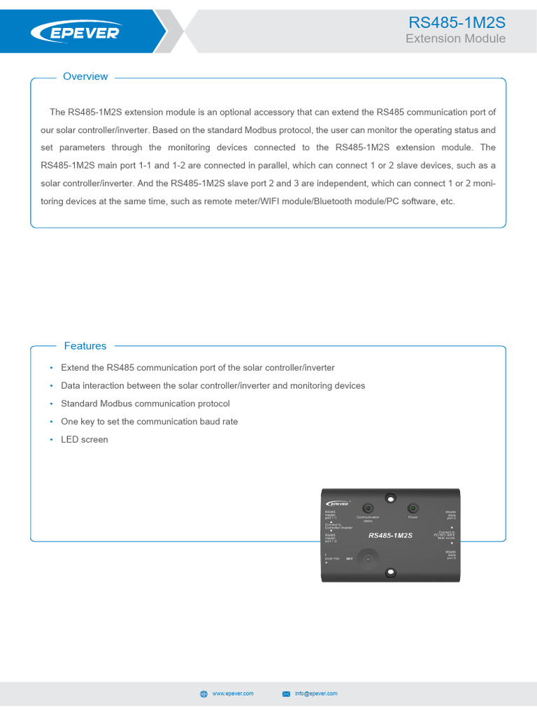 EPEVER Datasheet RS485 1M2S | PDF