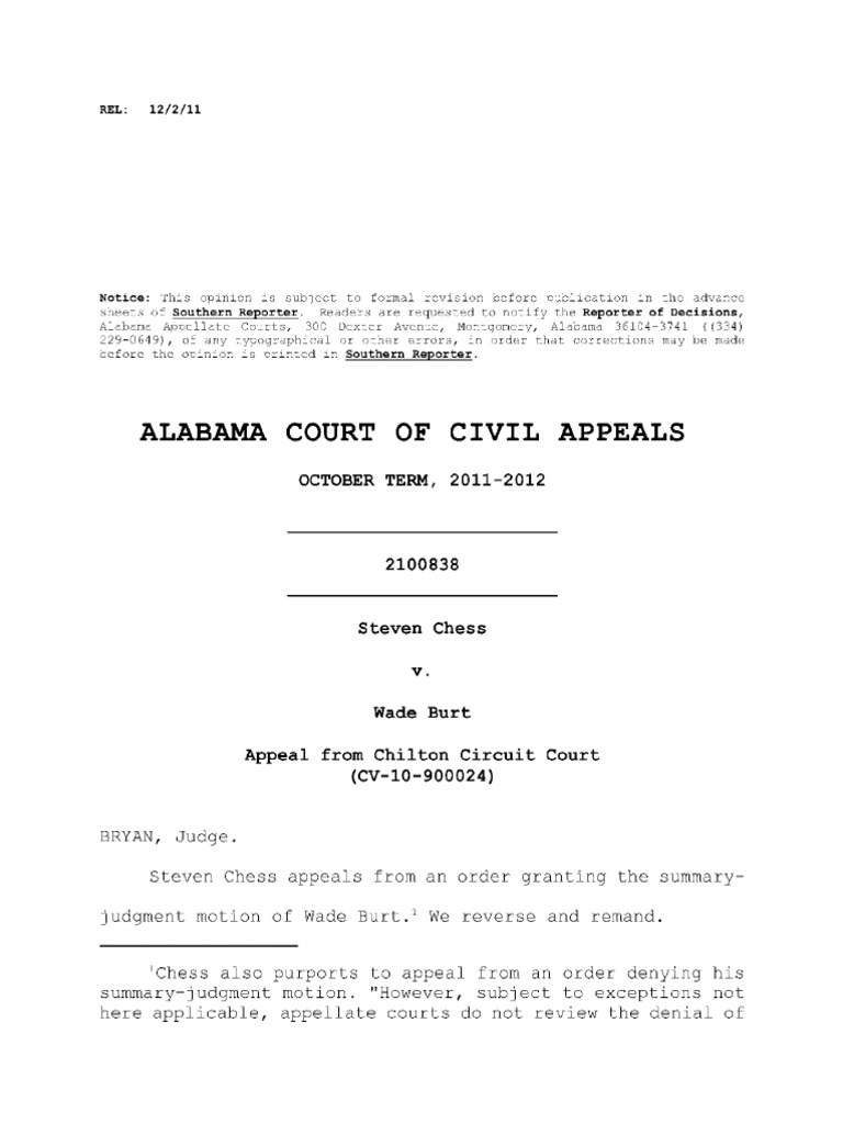 Steven Chess Appeal's From An Order Granting The Summary | PDF ...