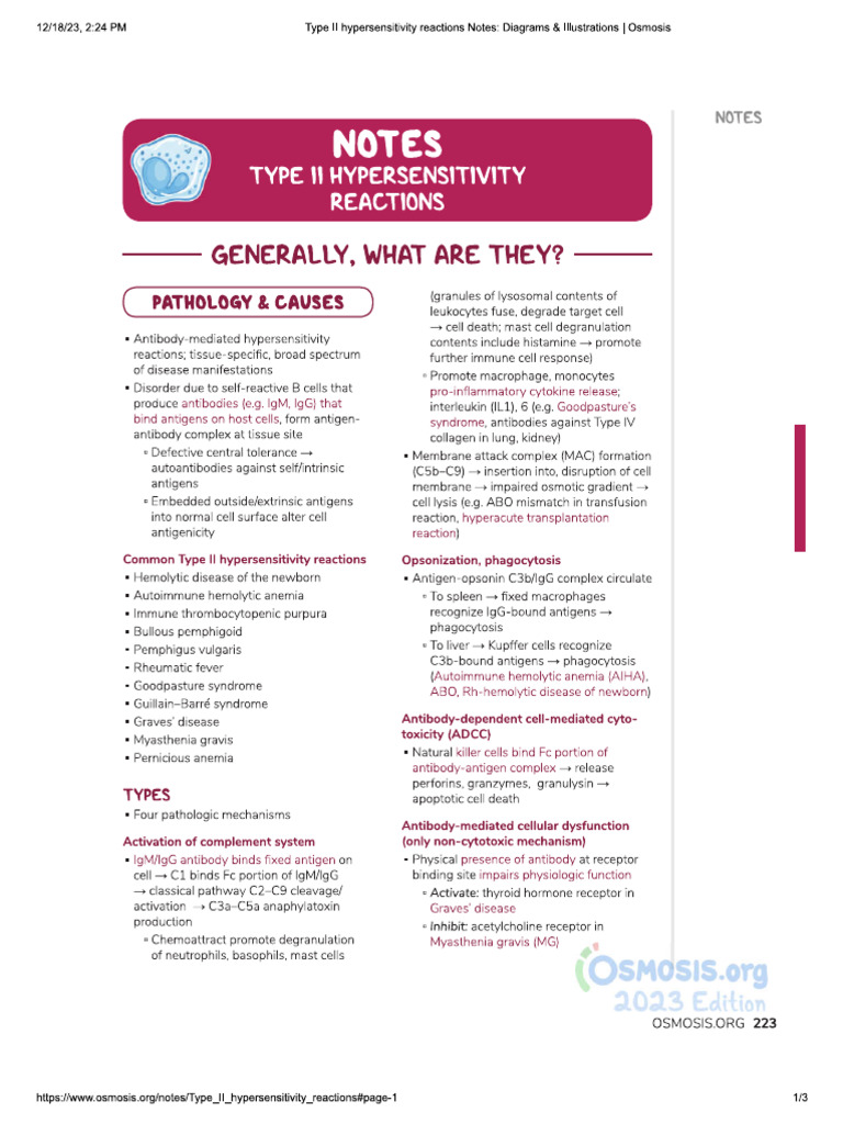 Type II Hypersensitivity Reactions Notes - Diagrams & Illustrations ...