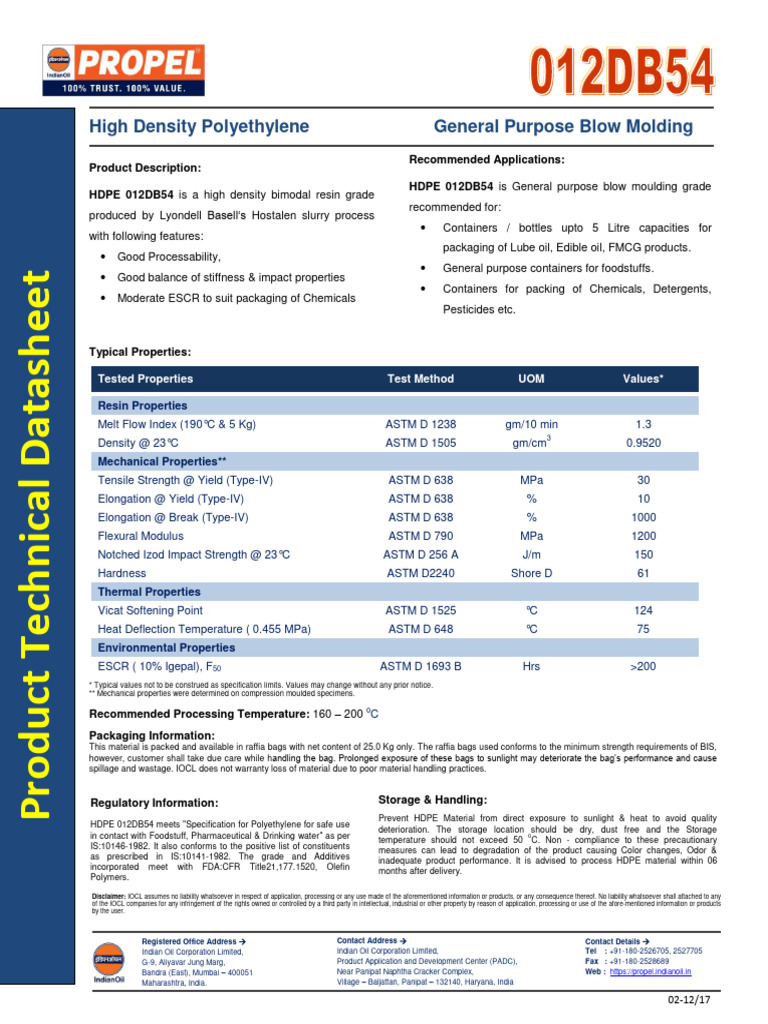 Hdpe tds1 | PDF | Materials | Physical Sciences