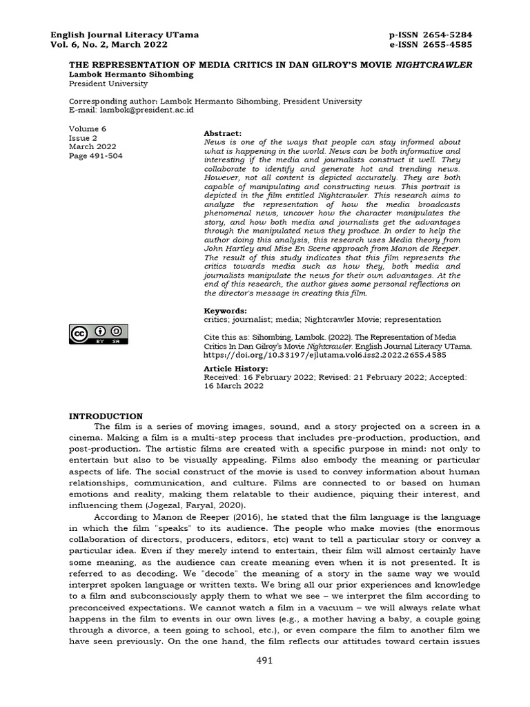 Media Critique in Nightcrawler Film Analysis | PDF | Mass Media | News