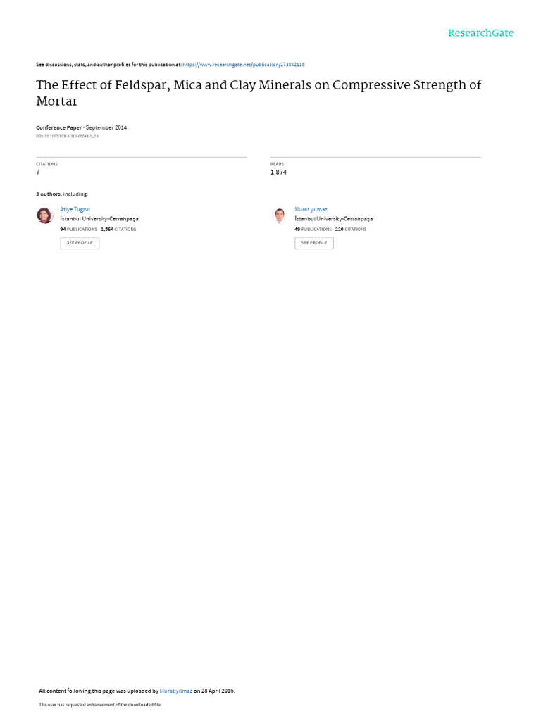 The Effect of Feldspar, Mica and Clay Minerals On Compressive Strength of Mortar | PDF | Mortar ...