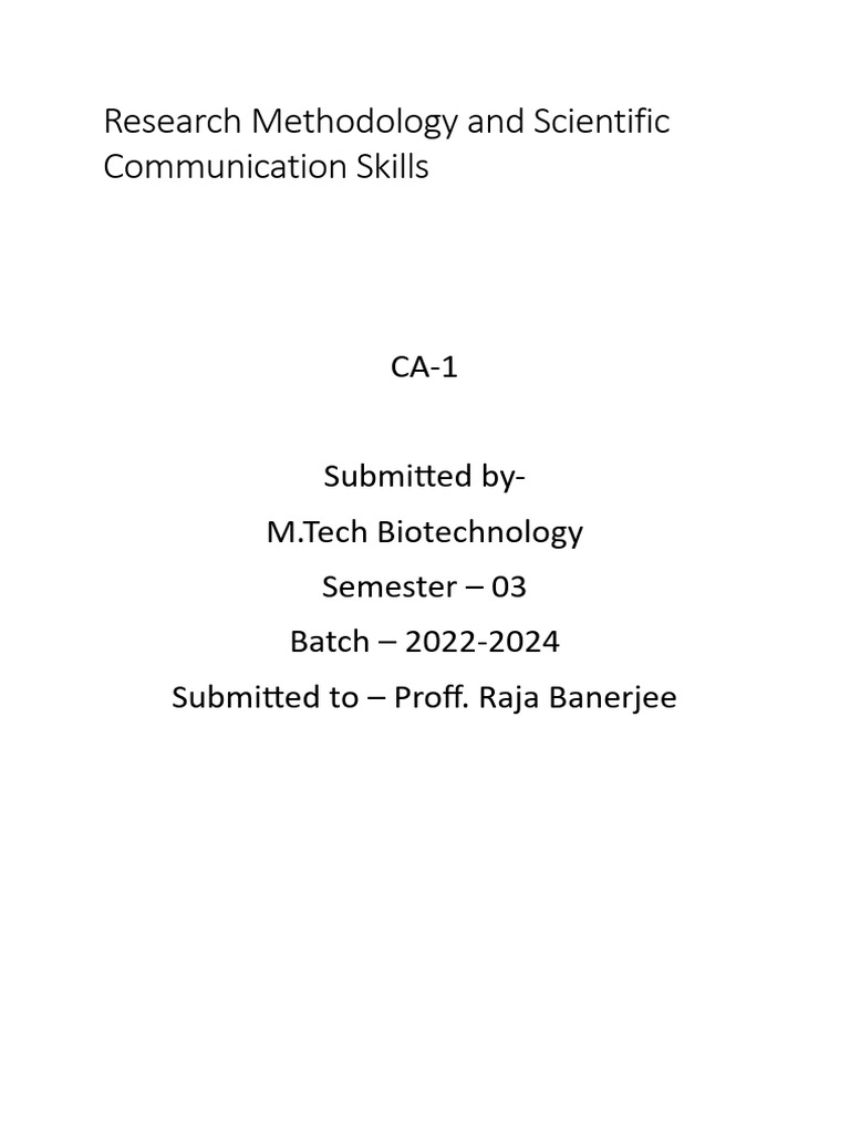 M.tech Biotech (Sem-03) CA1 RM | PDF | Hypothesis | Scientific Method