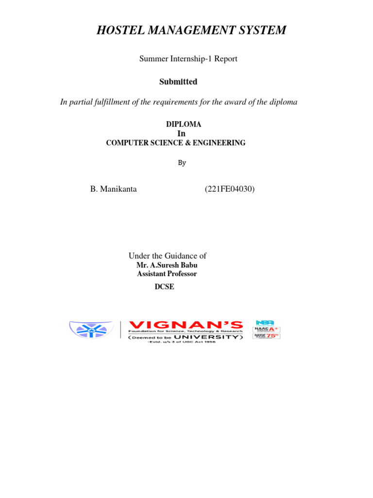 Hostel Management System | PDF | Databases | Table (Database)