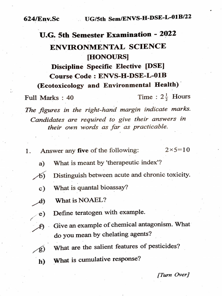 2022 Envs 5th Sem Toxicology | PDF | Toxicity | Insecticide