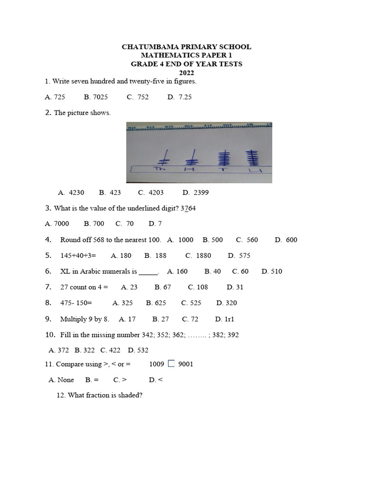 Grade 4 Maths 1 | PDF | Mathematics | Mathematical Notation