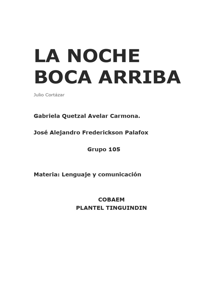 La Noche Boca Arriba | PDF | Microsoft Word | Software