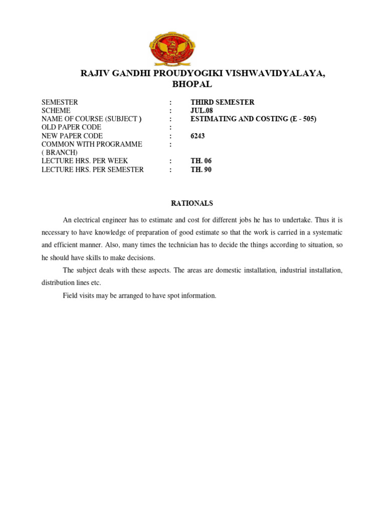 V Sem Syllabus Electrical260213050758 | PDF