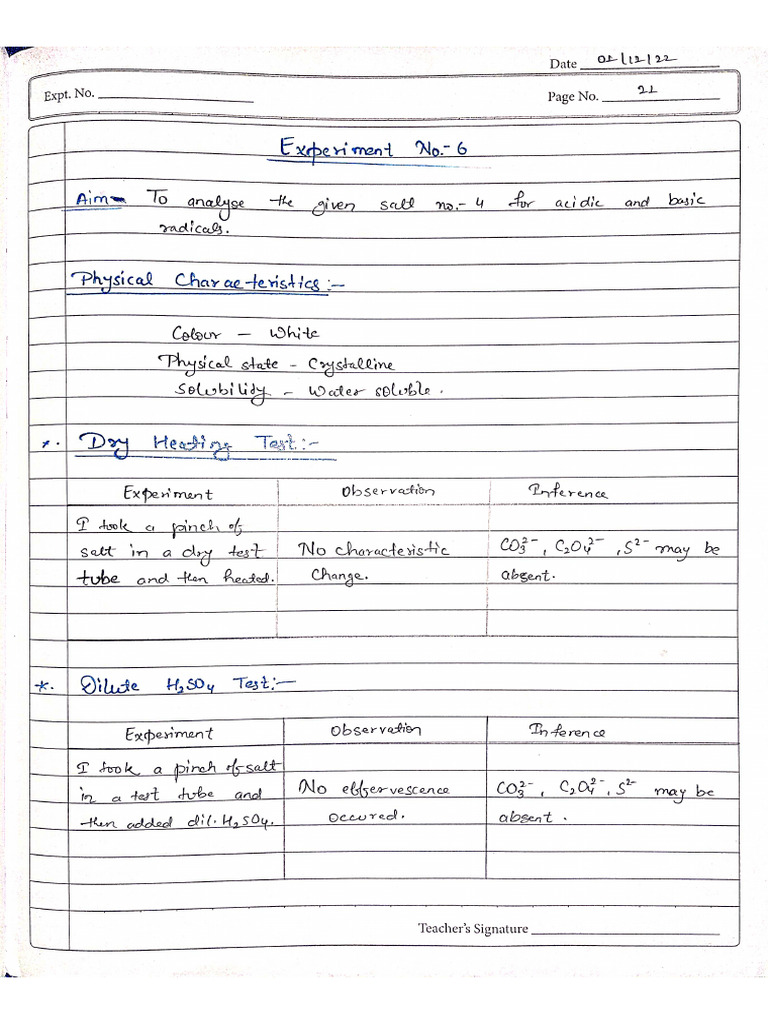 Chemistry Practical No 6 and 7 | PDF