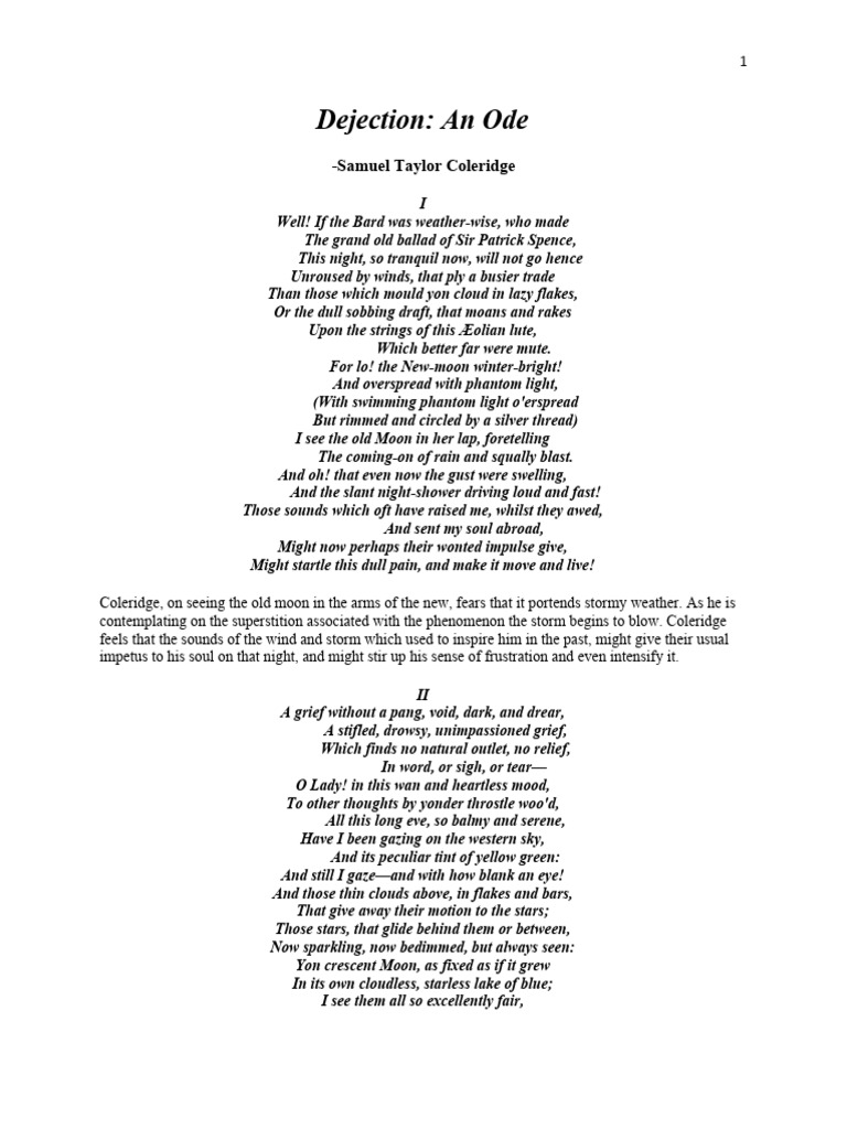 Dejection | PDF | Samuel Taylor Coleridge | Poetry
