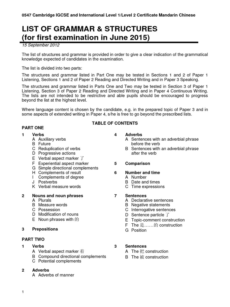 6 List of Grammar & Structures | PDF | Verb | Adjective