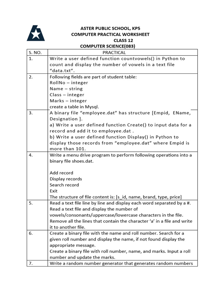 Class 12 Pract | PDF | Computer File | String (Computer Science)