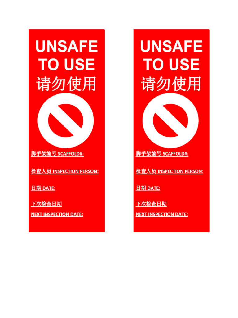 Scaffolding Tag (Red) | PDF