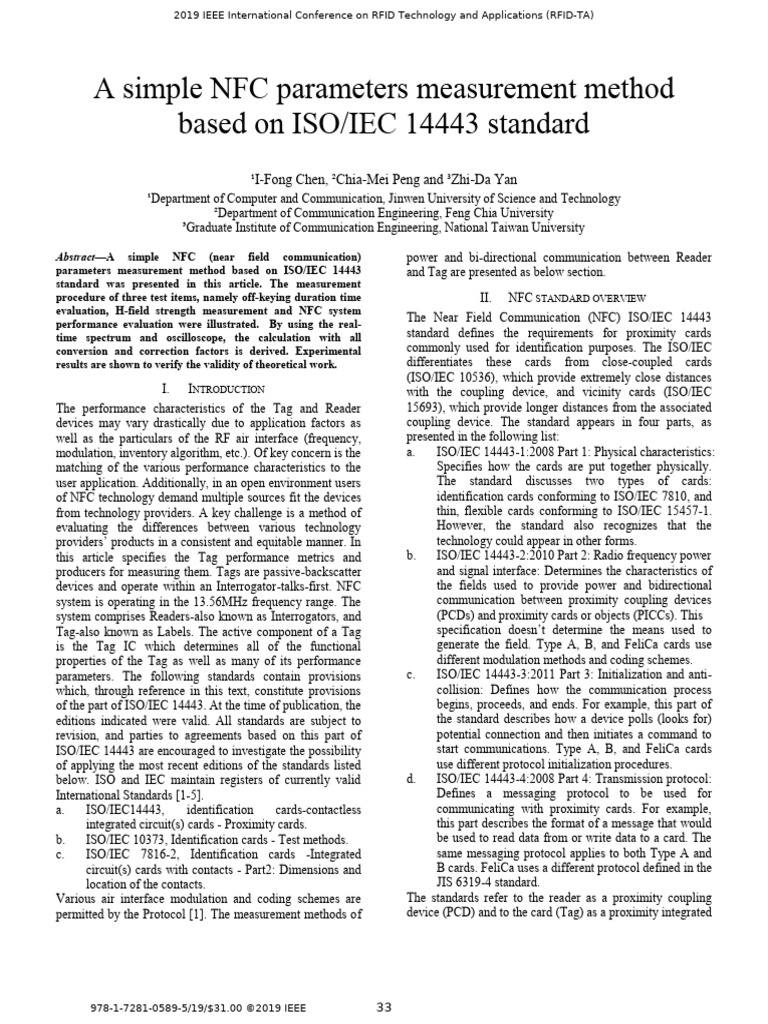 A Simple NFC Parameters Measurement Method Based On ISO/IEC 14443 Standard | Download Free PDF ...