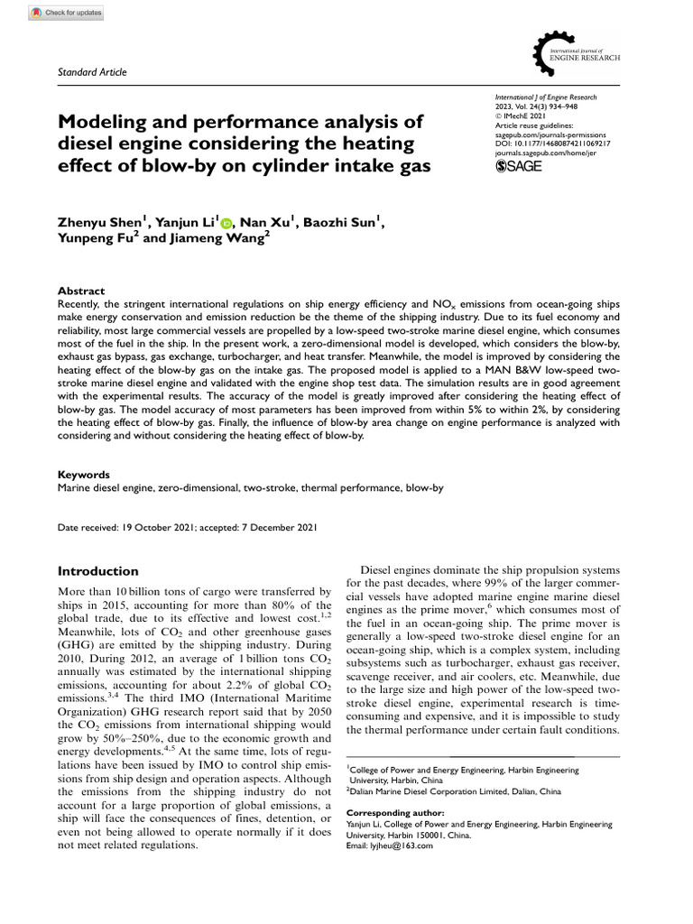 8 - Shen Et Al 2021 Modeling and Performance Analysis of Diesel Engine ...