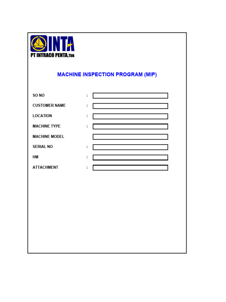 Machine Inspection Form Excavator | Download Free PDF | Equipment ...