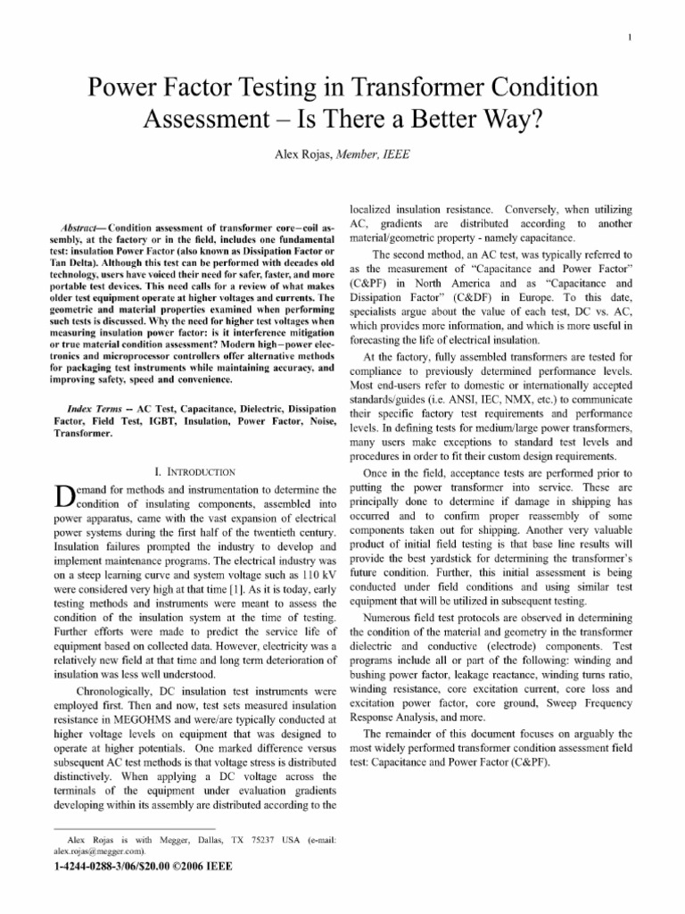 Assessment: Factor Testing Condition Better | PDF | Capacitor ...