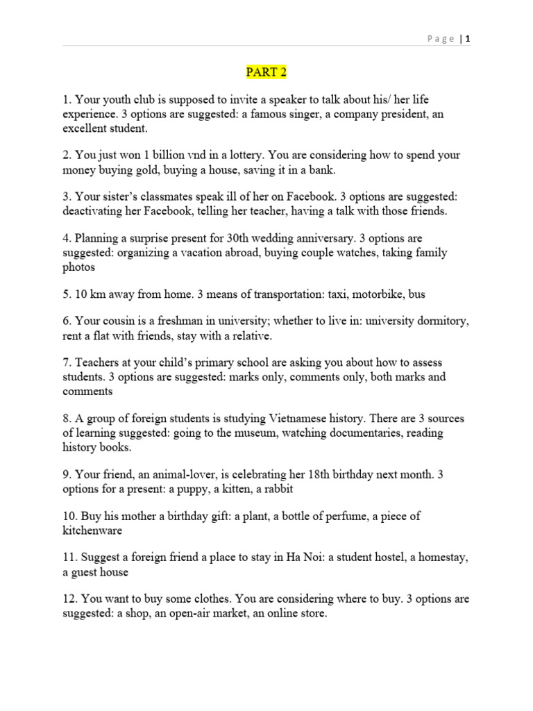 Part 2 - Speaking | PDF