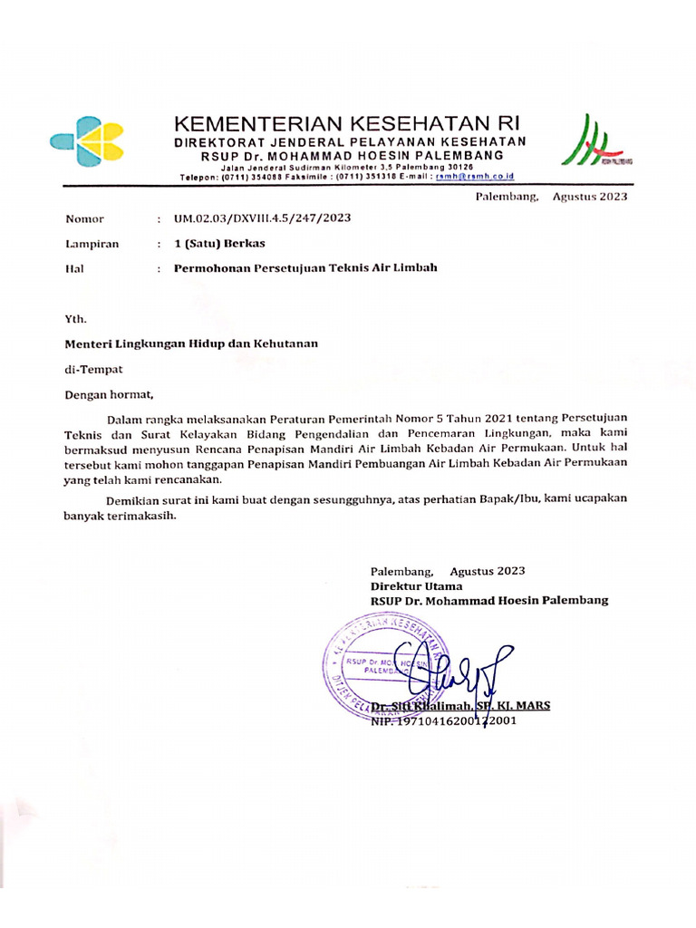 Surat Pertek Iplc KLHK | PDF