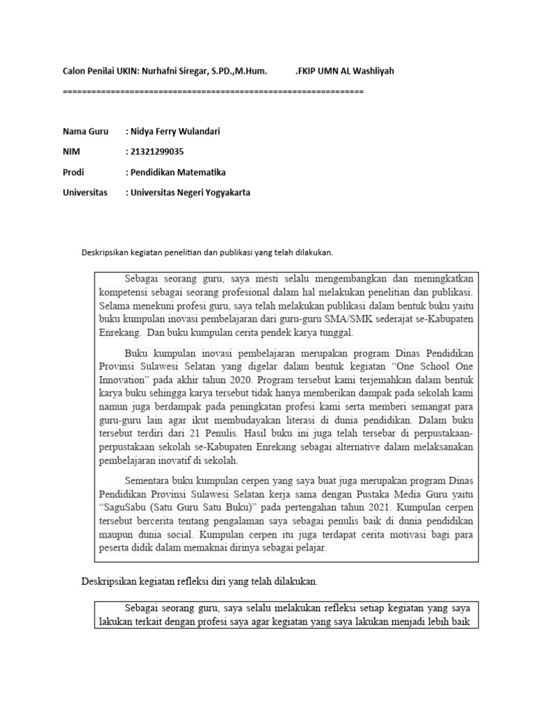 Lembar Kerja Penilaian Portofolio Sumarlin | PDF