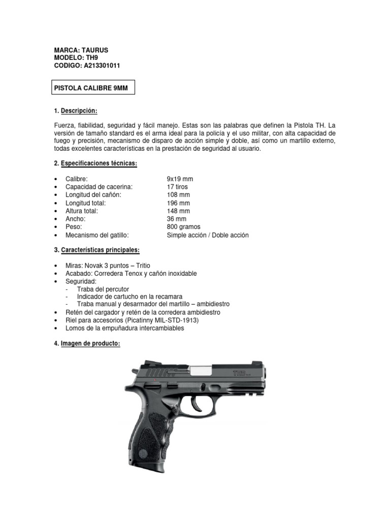 Taurus Pistola Th9 | PDF