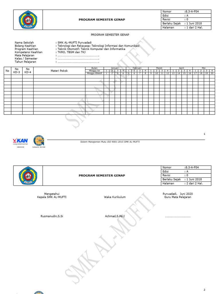 4.format Prosem Genap | PDF