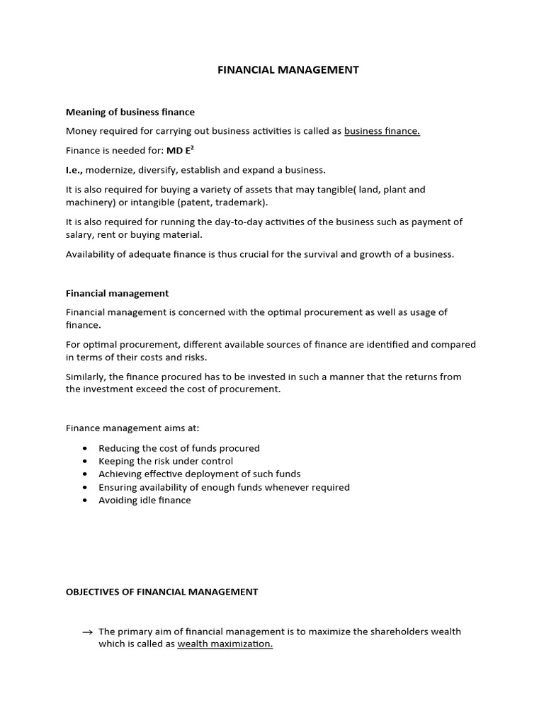 Chp1 Financial Management Pdf Dividend Investing