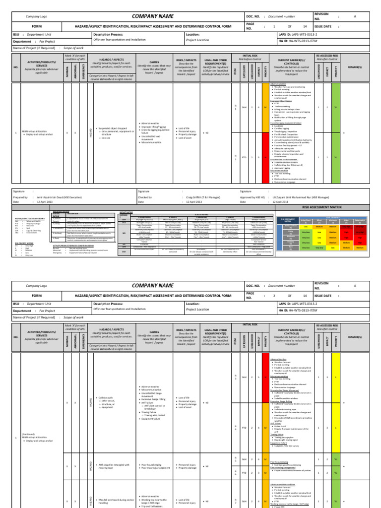 Risk Assessment Offshore Installation | PDF | Risk | Hazards Risk Assessment Offshore Installation | PDF | Risk | Hazards