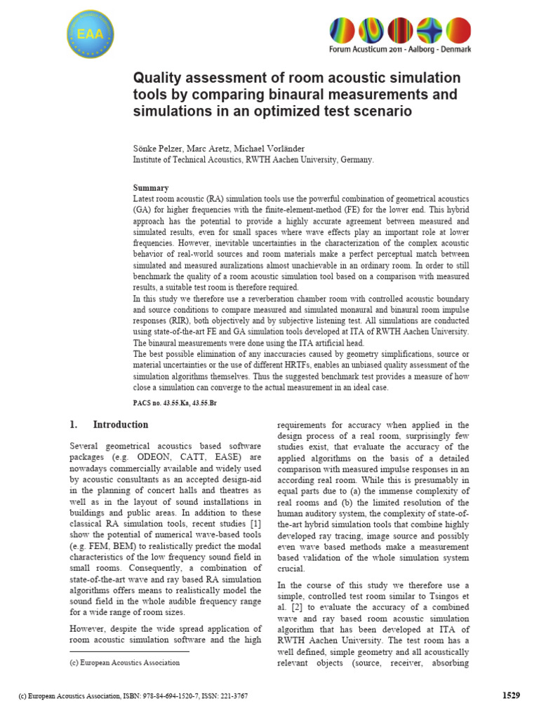Quality_assessment_of_room_acoustic_simulation | PDF | Simulation | Loudspeaker