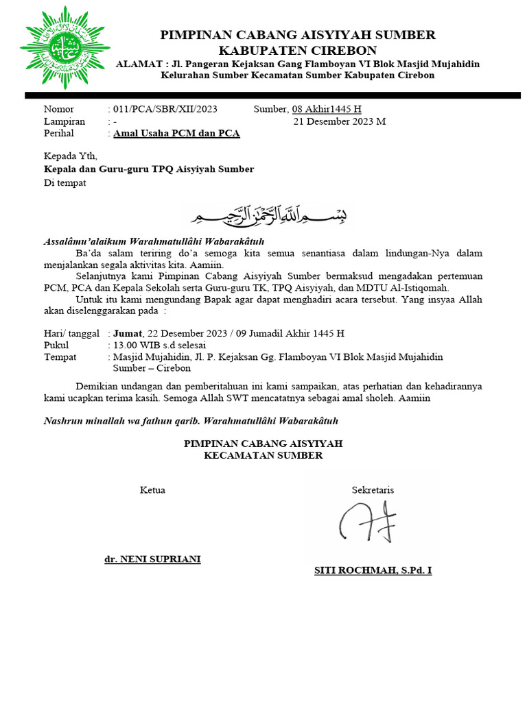 Surat Undangan Pertemuan Tpq Pdf