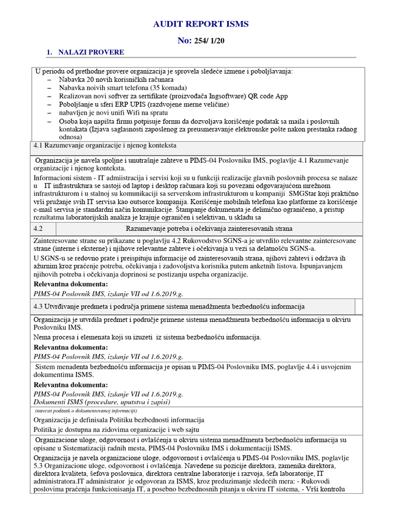 Audit Report ISMS | PDF