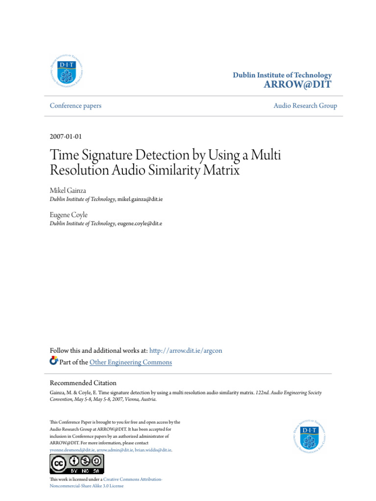 Time Signature Detection by Using A Multi Resolution Audio Simila | PDF ...